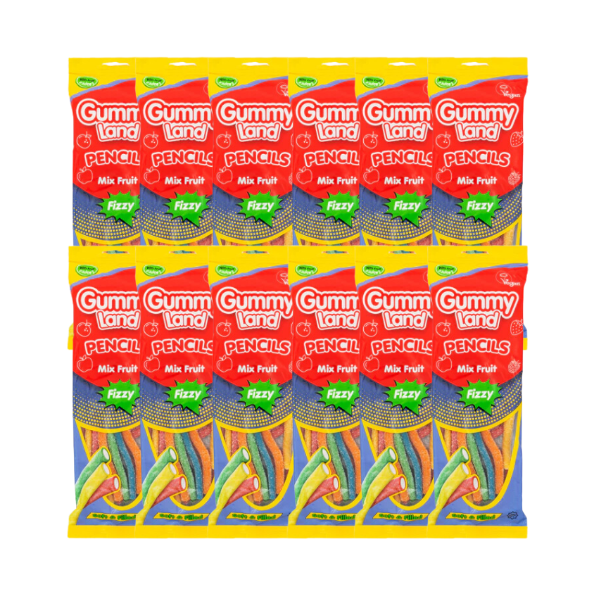 Gummy Land Pencils Mix Fruit Sweets - 150g Case of 12 - GUMMY LAND ...